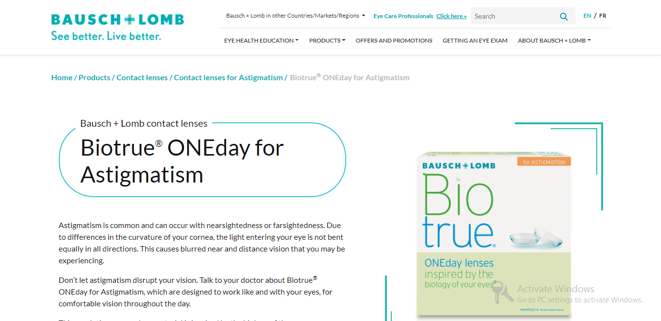 Bausch + Lomb | Biotrue® ONEday for Astigmatism