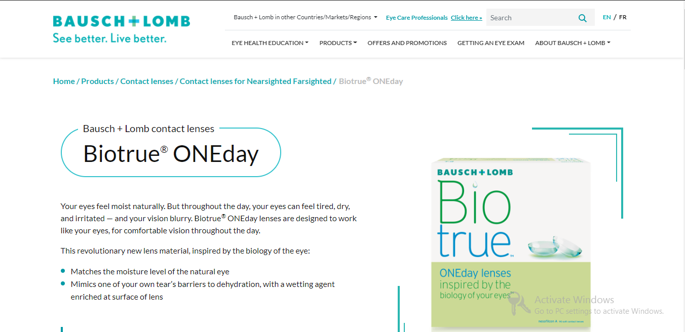 Bausch + Lomb Contact Lenses | Biotrue® ONEday Lenses