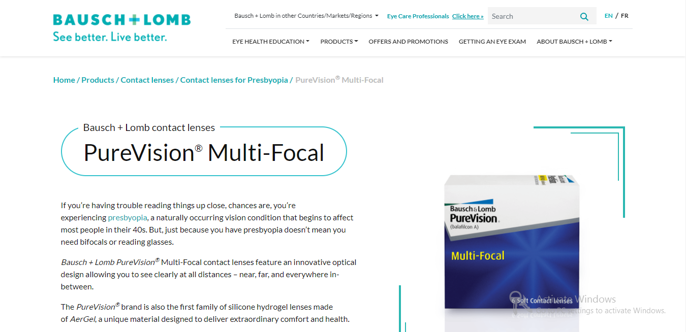 Bausch + Lomb | PureVision® Multi-Focal Contact Lenses