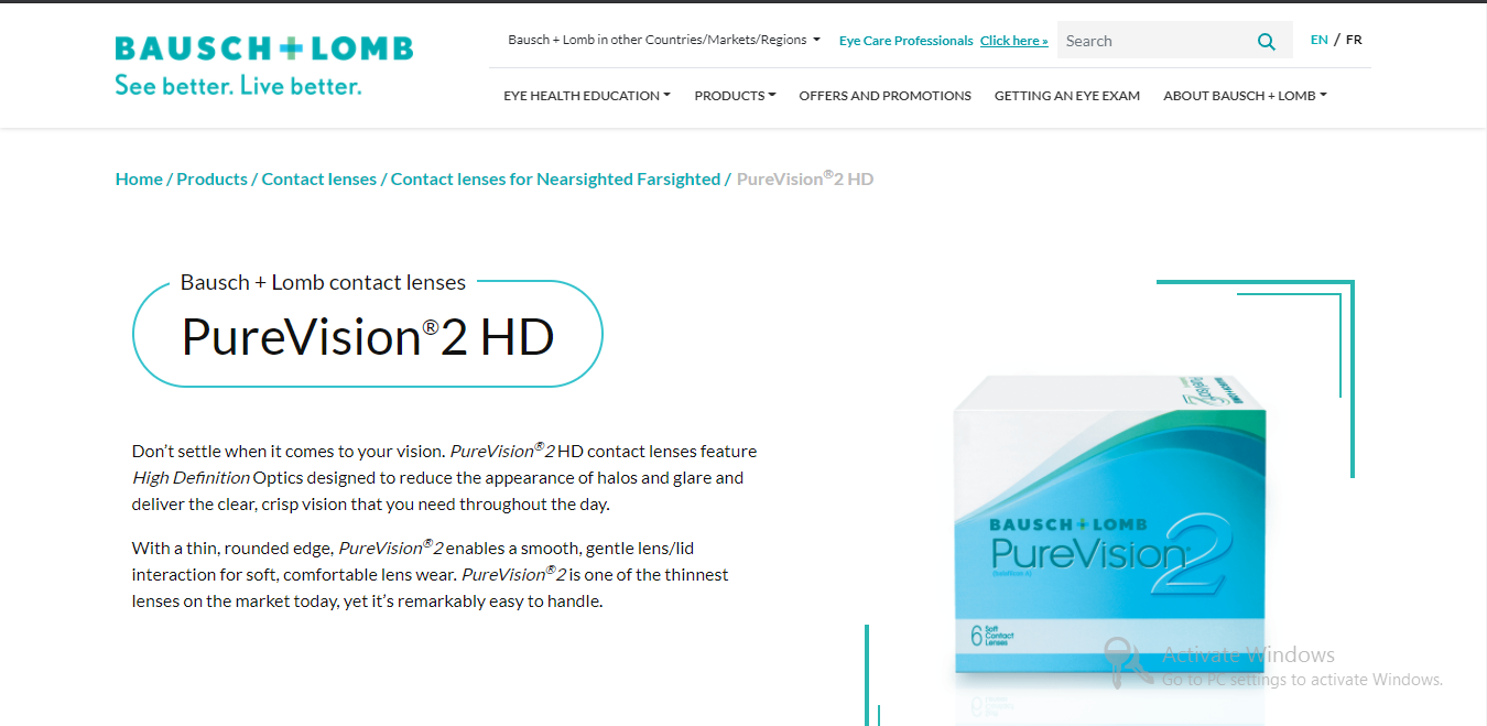 Bausch + Lomb Contact Lenses | PureVision®2 HD